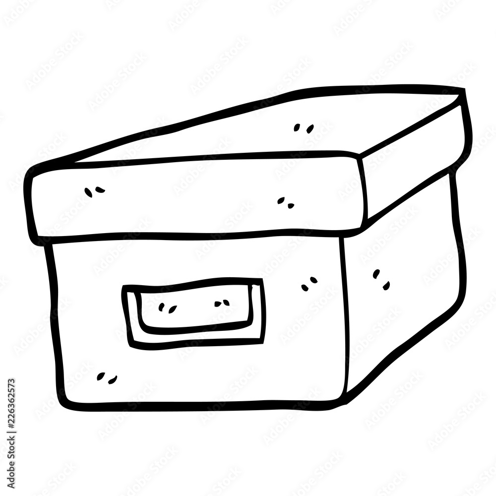 black and white cartoon old filing box Stock Vector | Adobe Stock