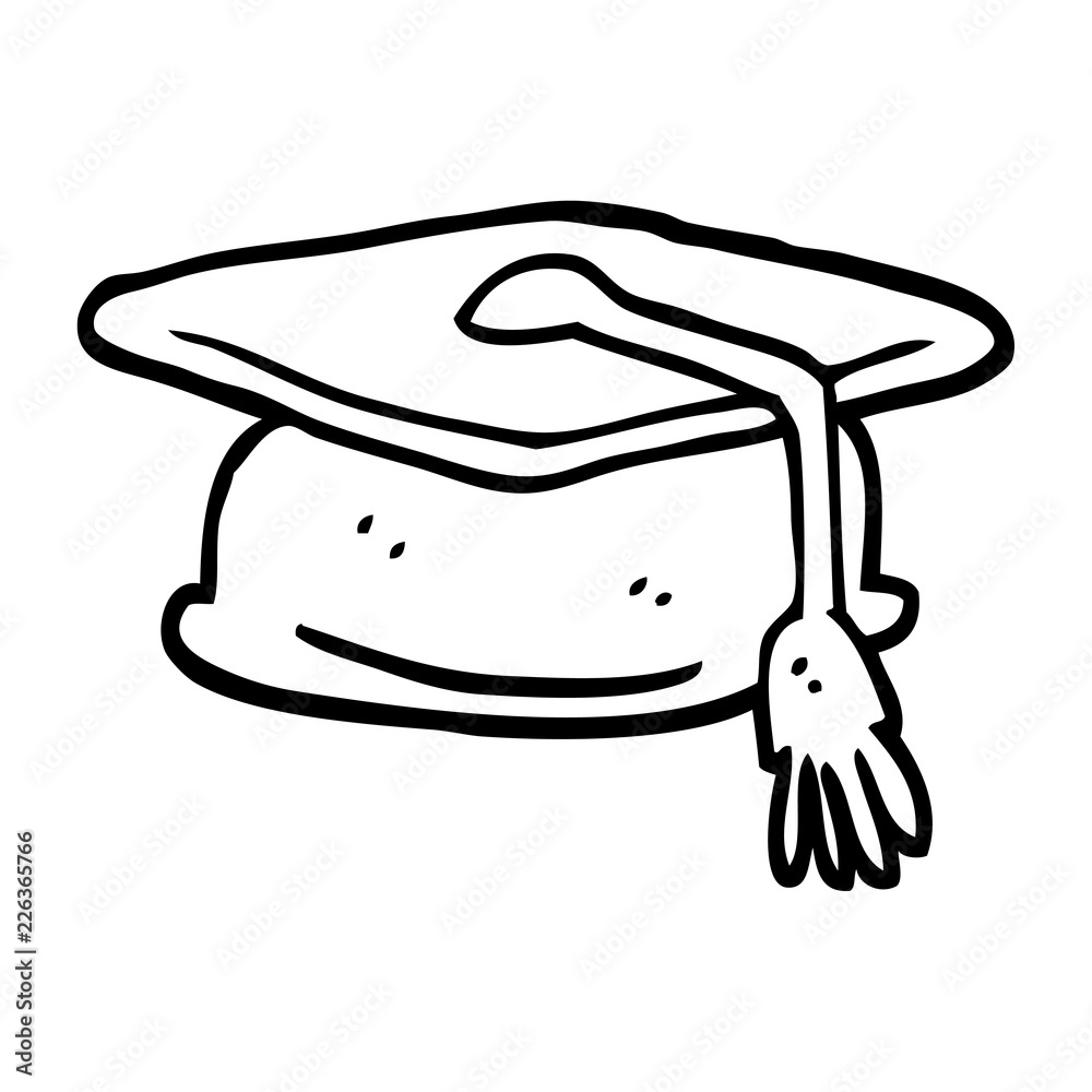 black and white cartoon graduation hat Stock Vector | Adobe Stock