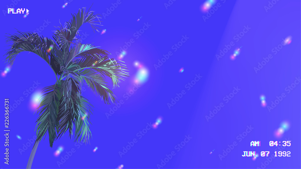 VHS flare effect and palm tree background Stock Vector | Adobe Stock