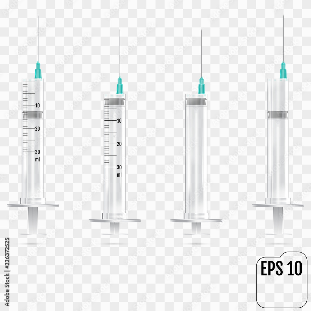 Realistic vector syringe isolated on transparent background Stock ...