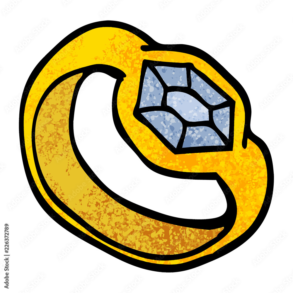 grunge textured illustration cartoon diamond ring Stock Vector | Adobe ...
