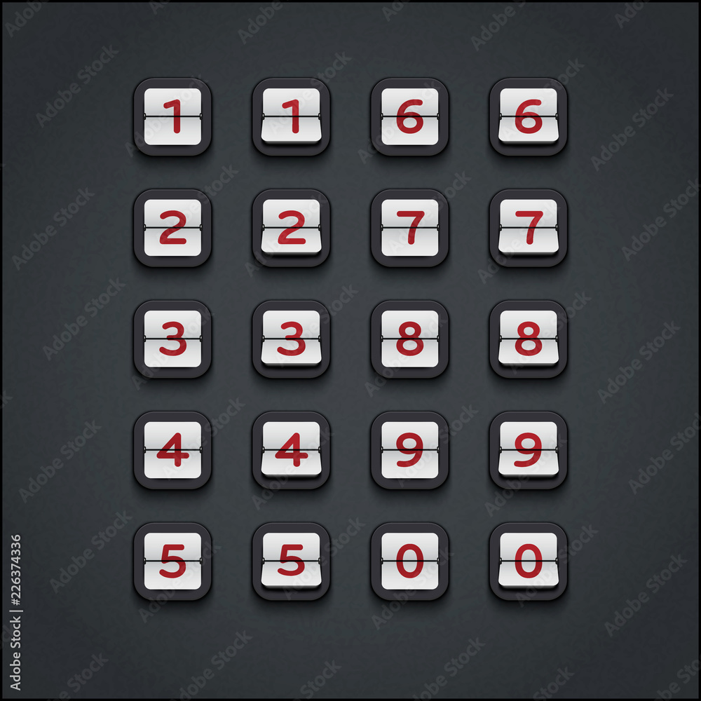 vintage analog calendar numbers set countdown timer scoreboard with ...