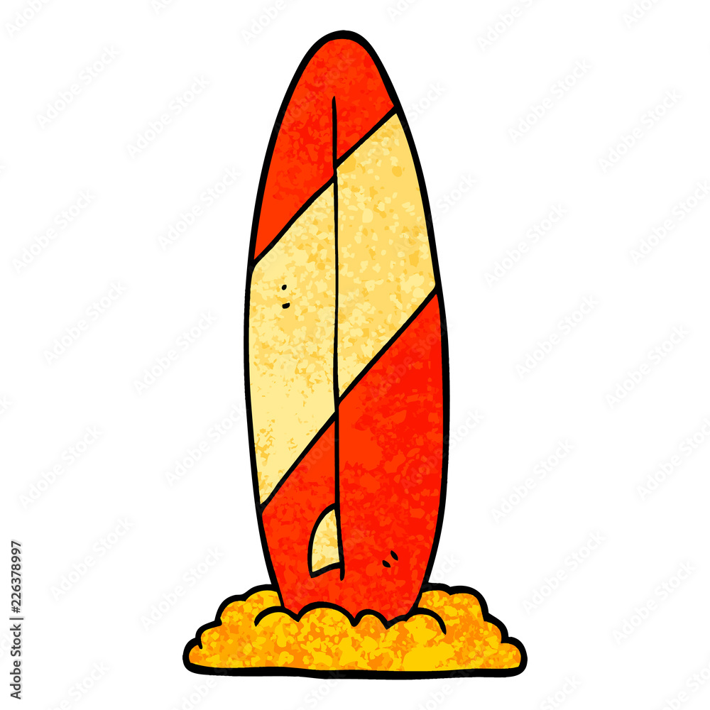 grunge textured illustration cartoon surf board Stock Vector | Adobe Stock
