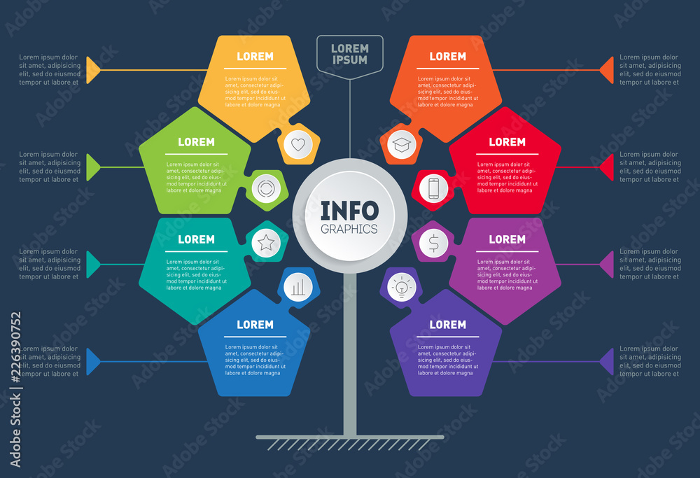 Strategy planning. Business presentation concept with 8 options. Web ...