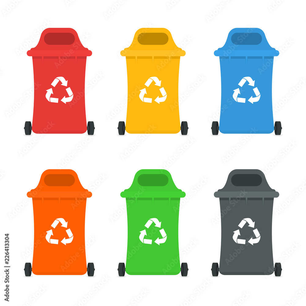 Waste sorting and recycling sorting management concept. Colorful ...