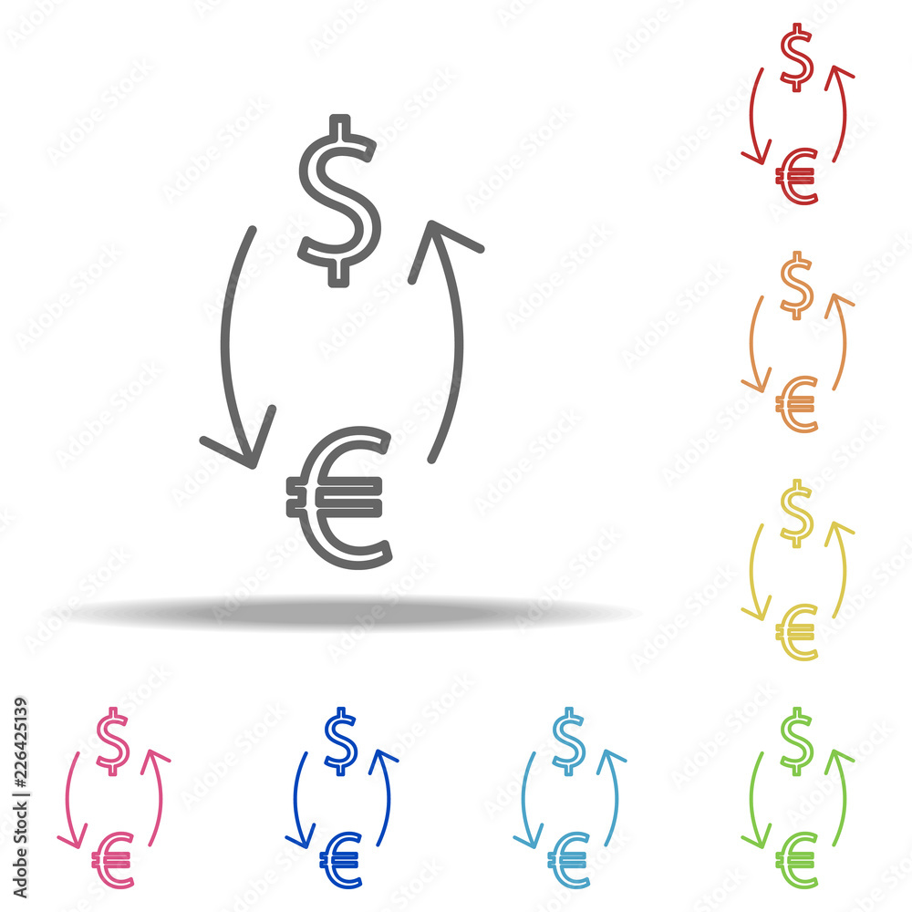 currency exchange icon. Elements of Finance and chart in multi colored ...
