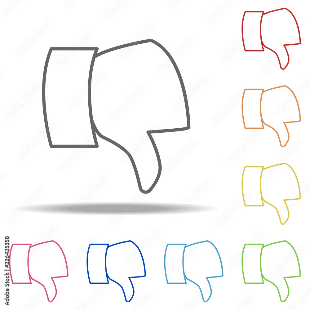 dislike sign hand icon. Elements of Finance and chart in multi colored ...