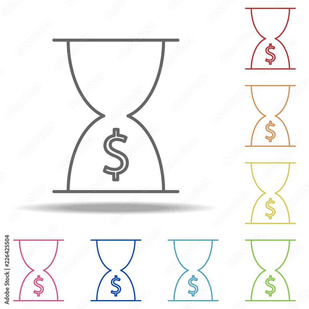 time is money icon. Elements of Finance and chart in multi colored ...