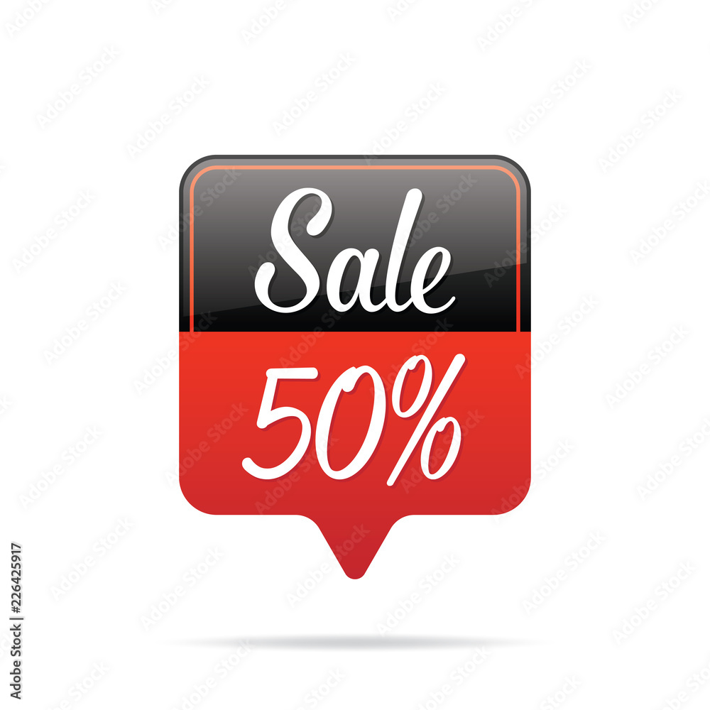 Vol.6 Sale sign set remind box black & red 50 percent heading design ...