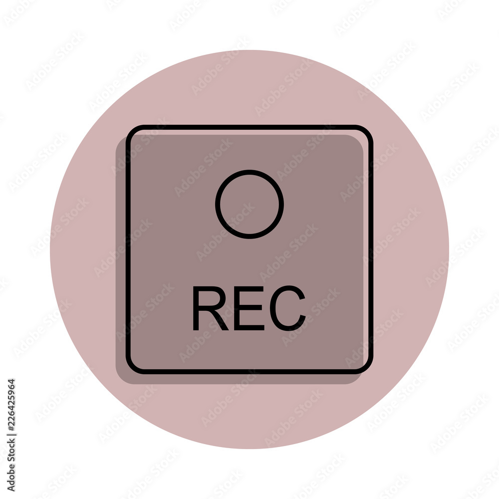 record button icon in badge style. One of Media, Press collection icon ...