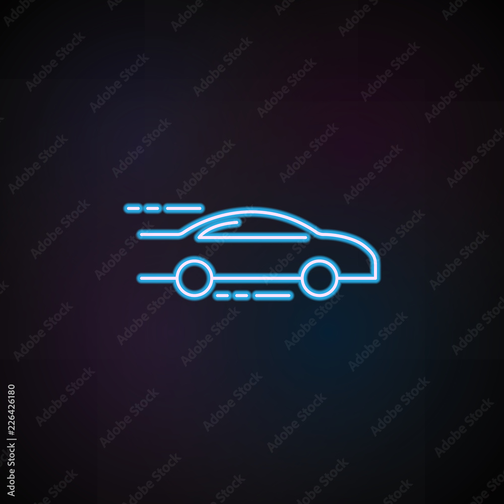 car at speed icon in neon style. One of Speed collection icon can be ...