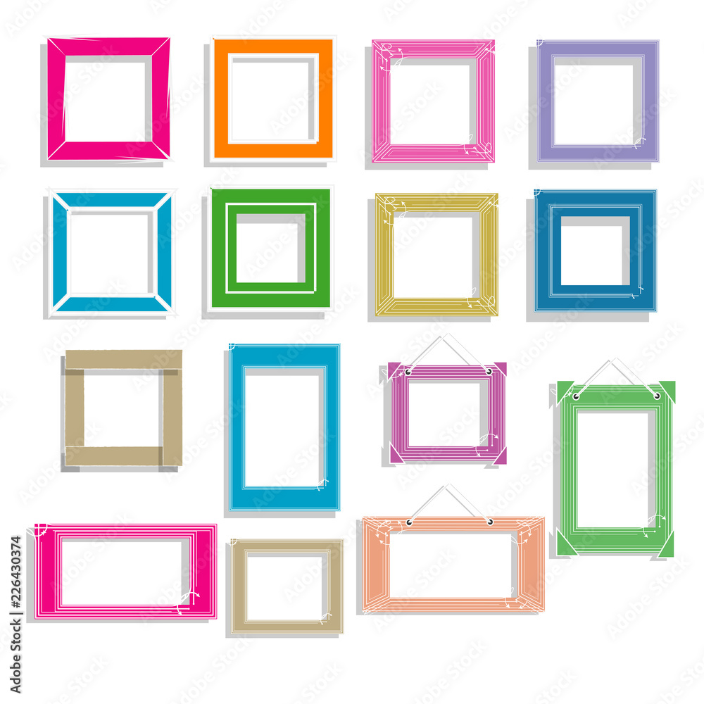 Cute Hand drawn doodle frame template.cartoon style.for photos,picture ...