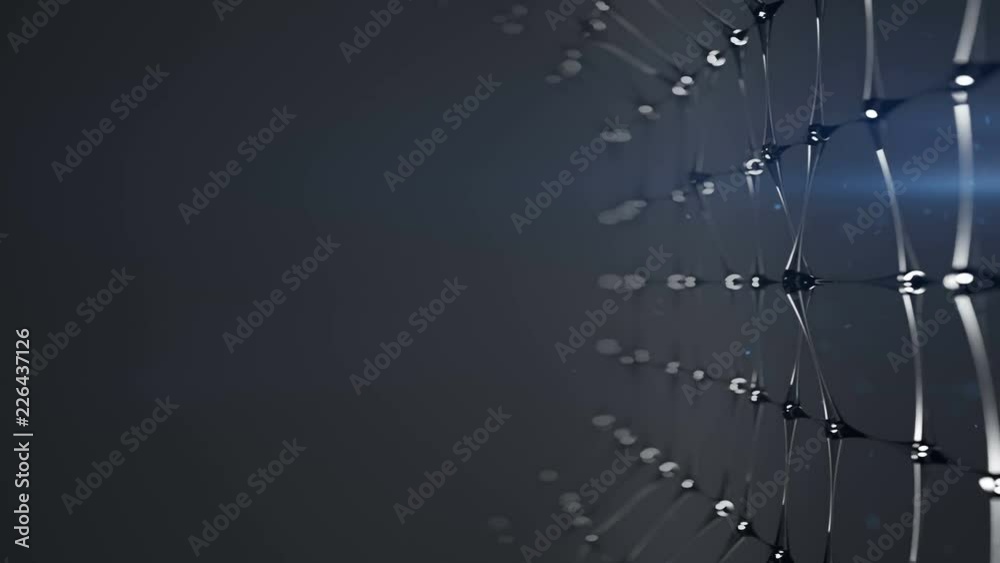 Grey glass network structure on the edge in empty space. Plexus mesh with transparent lines and ...