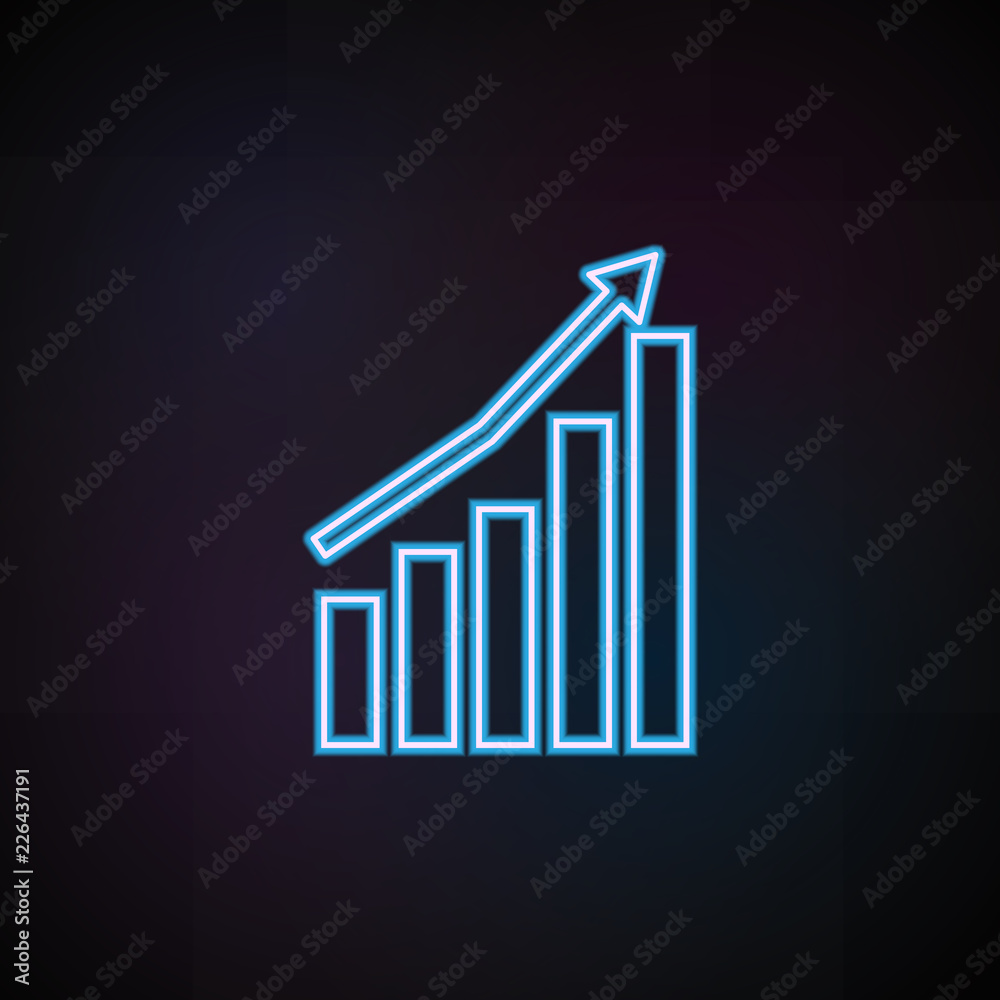 growth chart icon in neon style. One of Mobile banking collection icon ...