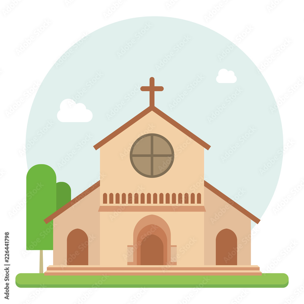Christian church flat vector Stock Vector | Adobe Stock