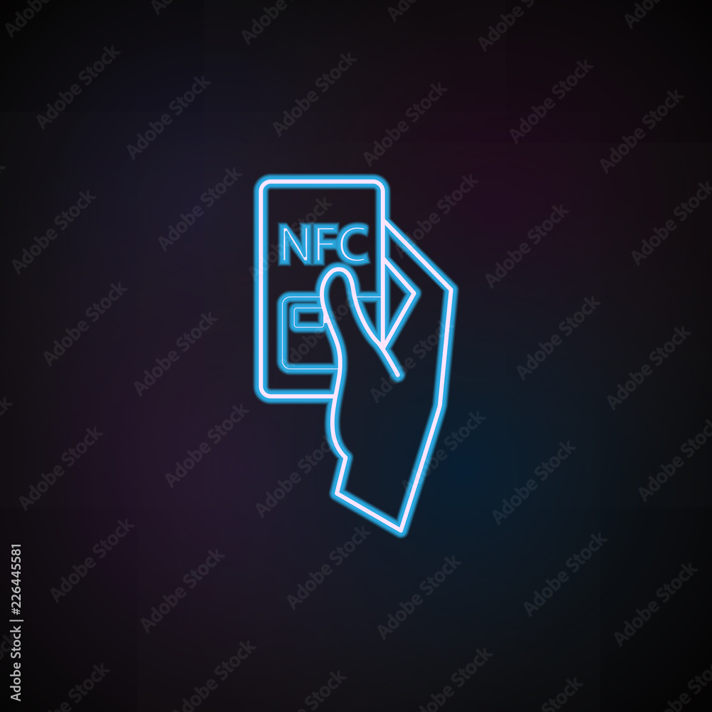 NFS Mobile Banking icon in neon style. One of Mobile banking collection ...