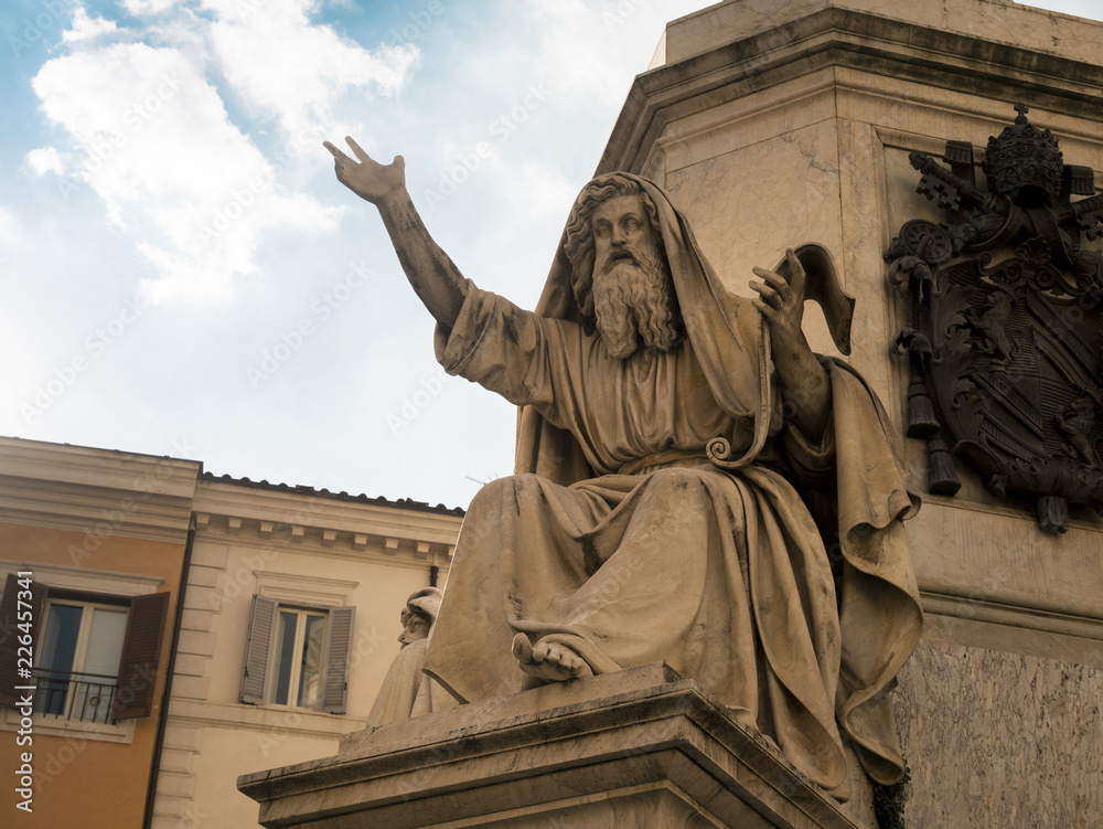 statues of prophets at the base of the Column of the Immaculate Piazza ...