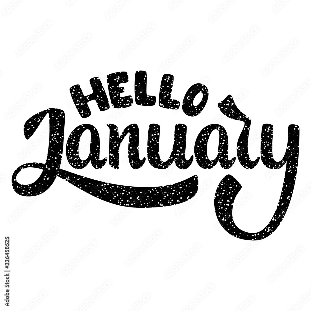 January. Name of the month. Handwritten Lettering. Text. Modern ...