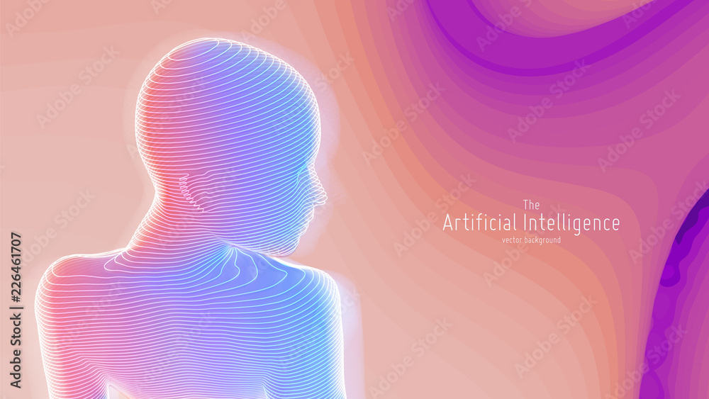 Human Big data visualization. Futuristic Artificial intelligence ...