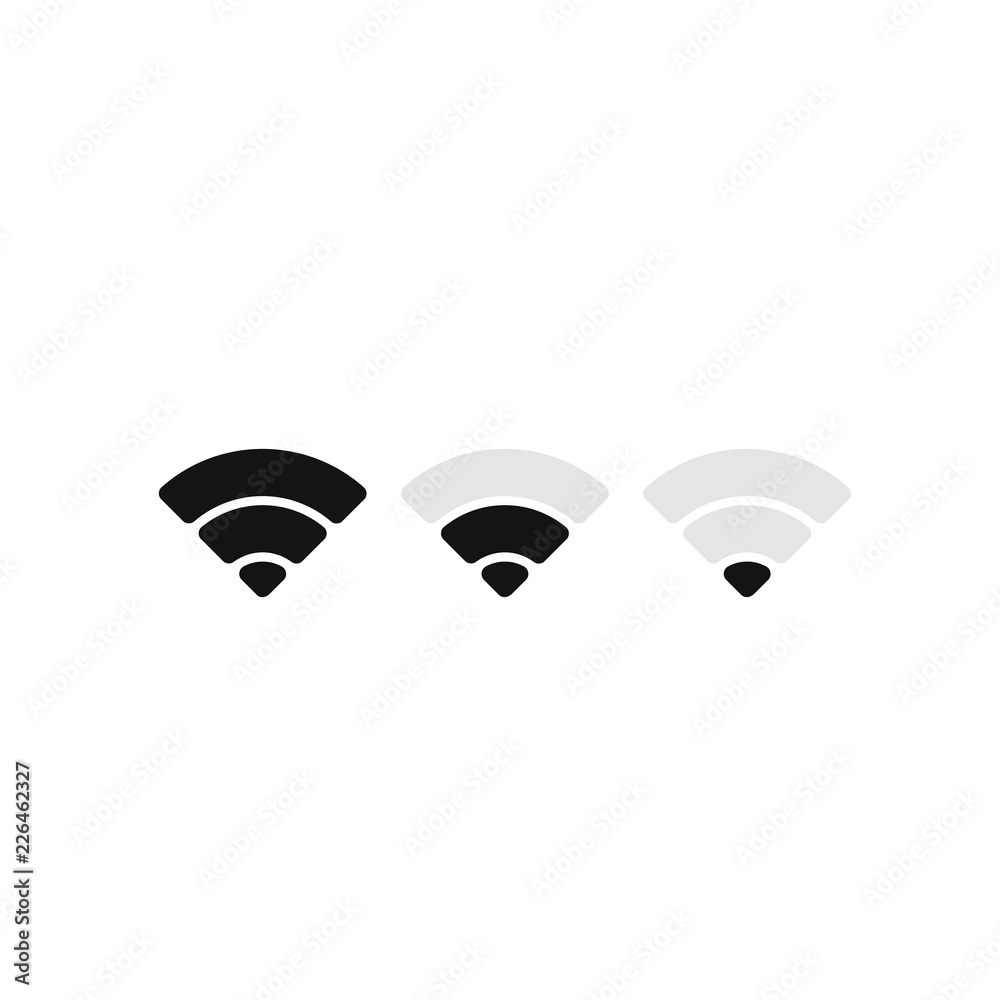 Mobile phone system icons. Wifi signal strength, battery charge level ...