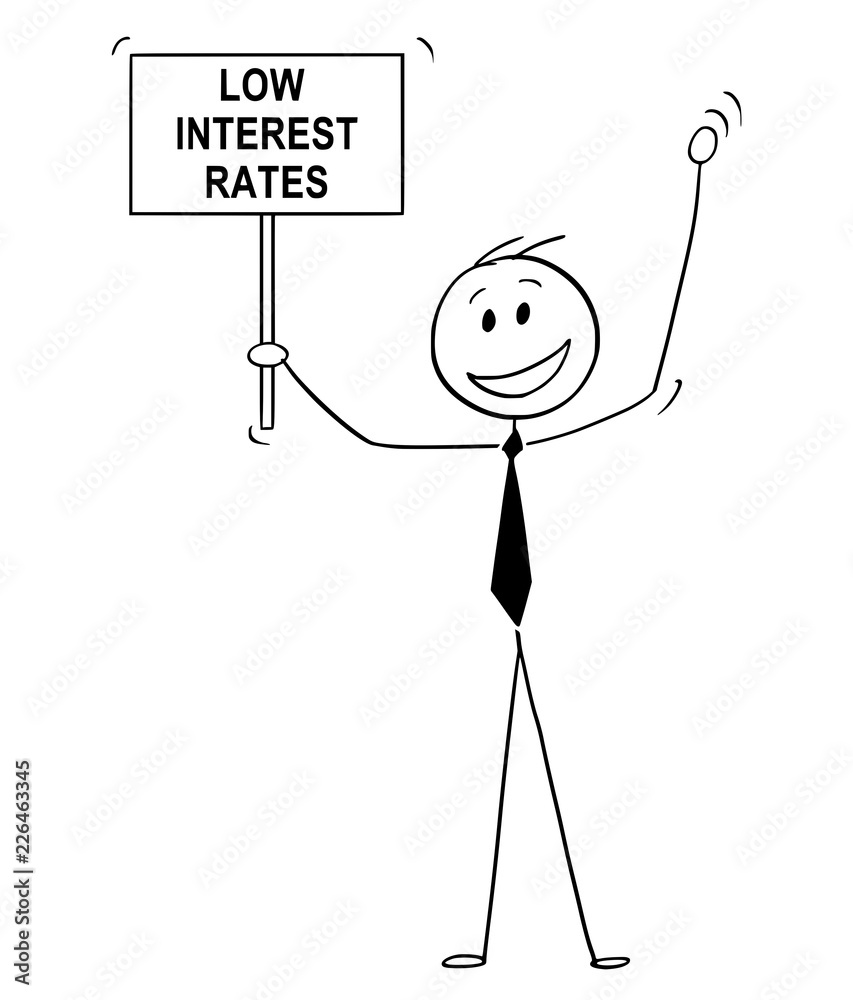 Cartoon stick drawing conceptual illustration of happy man, banker or ...