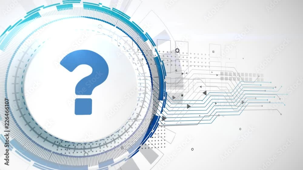 question mark sign faq icon animation white digital elements technology ...