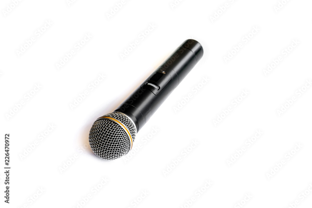 Black Wireless Microphone isolated on white background.A microphone ...