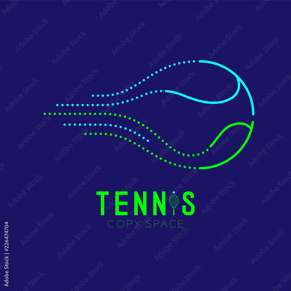 Tennis ball logo icon outline stroke set dash line design illustration ...