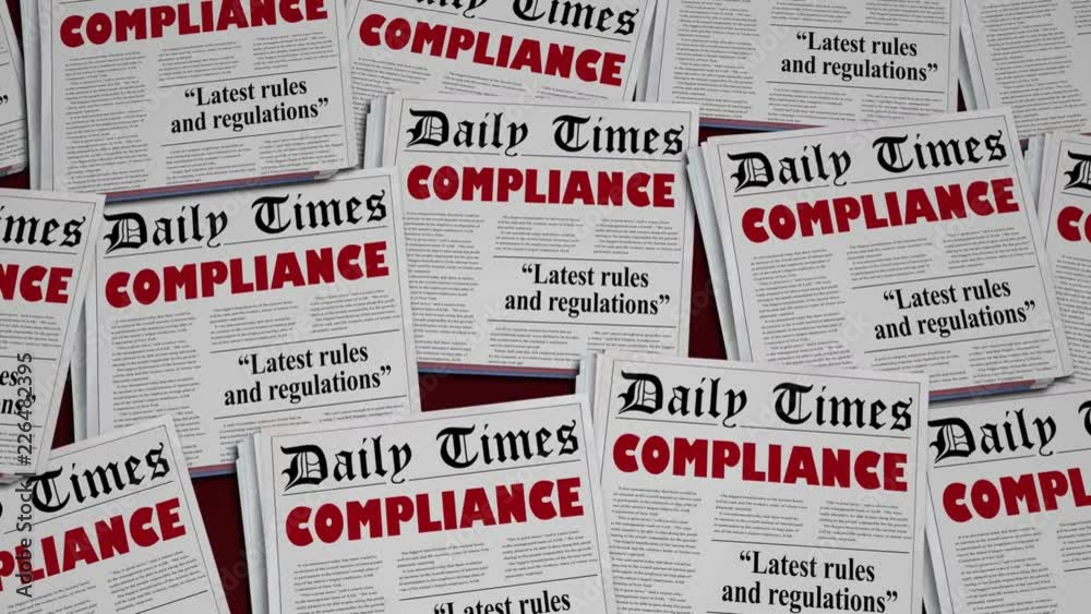 Compliance Obey Rules Regulations Newspaper Headlines 3d Animation ...