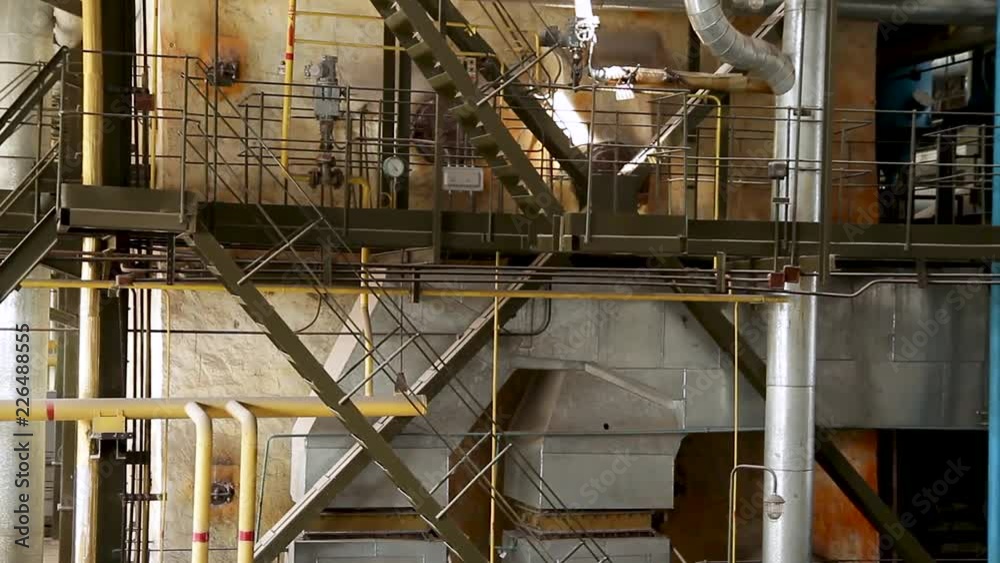 Construction of building interior of factory. Modern industrial ...