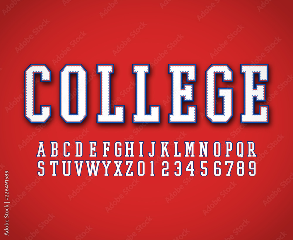 Classic college font vector Stock Vector | Adobe Stock