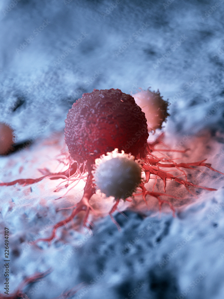 3d rendered medically accurate illustration of a cancer cell being ...