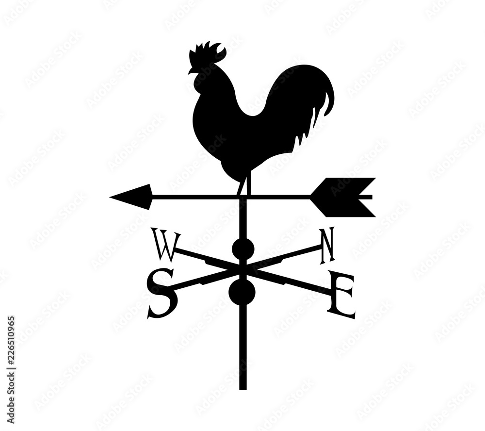 Black Rooster Compass Isolated On White Stock Vector Adobe Stock