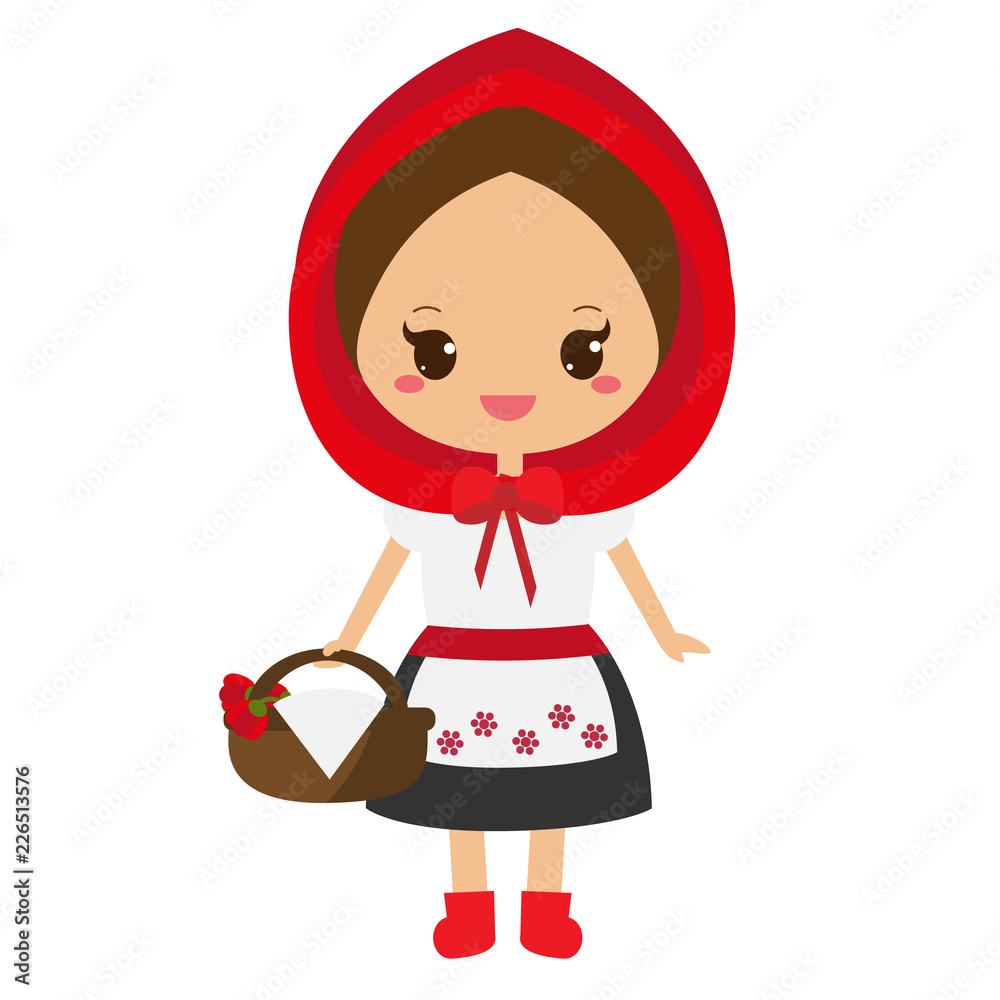 Red riding hood. Cute fairy tale character in kawaii style. Stock ...