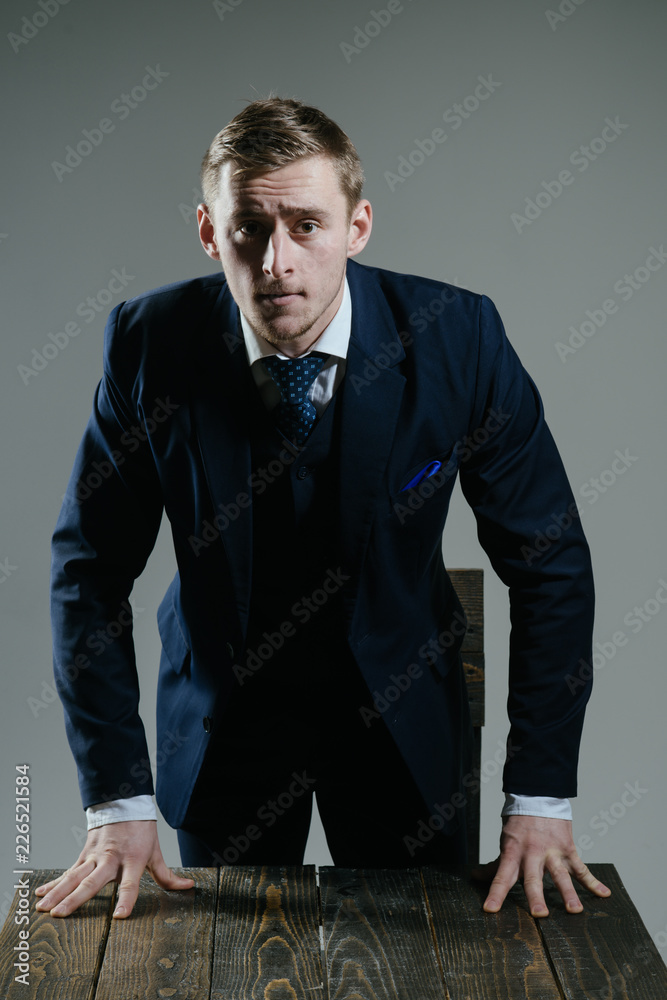 Ceo concept. Confident and handsome ceo. Ceo man in formal suit. Stern ...