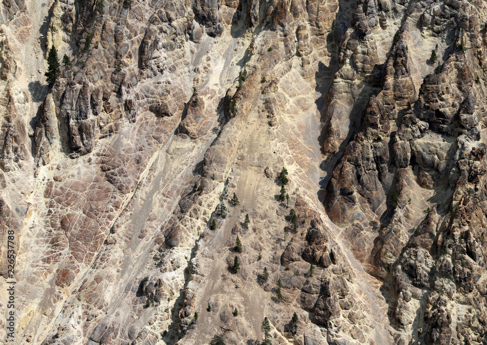 rock patterns at Grand Canyon of the Yellowstone River, Yellowstone ...