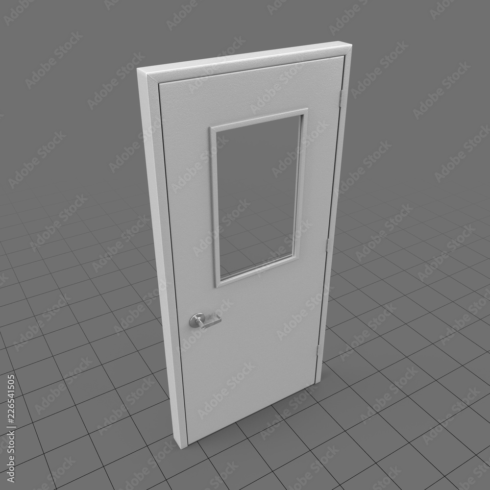 Closed door with window Stock 3D asset | Adobe Stock