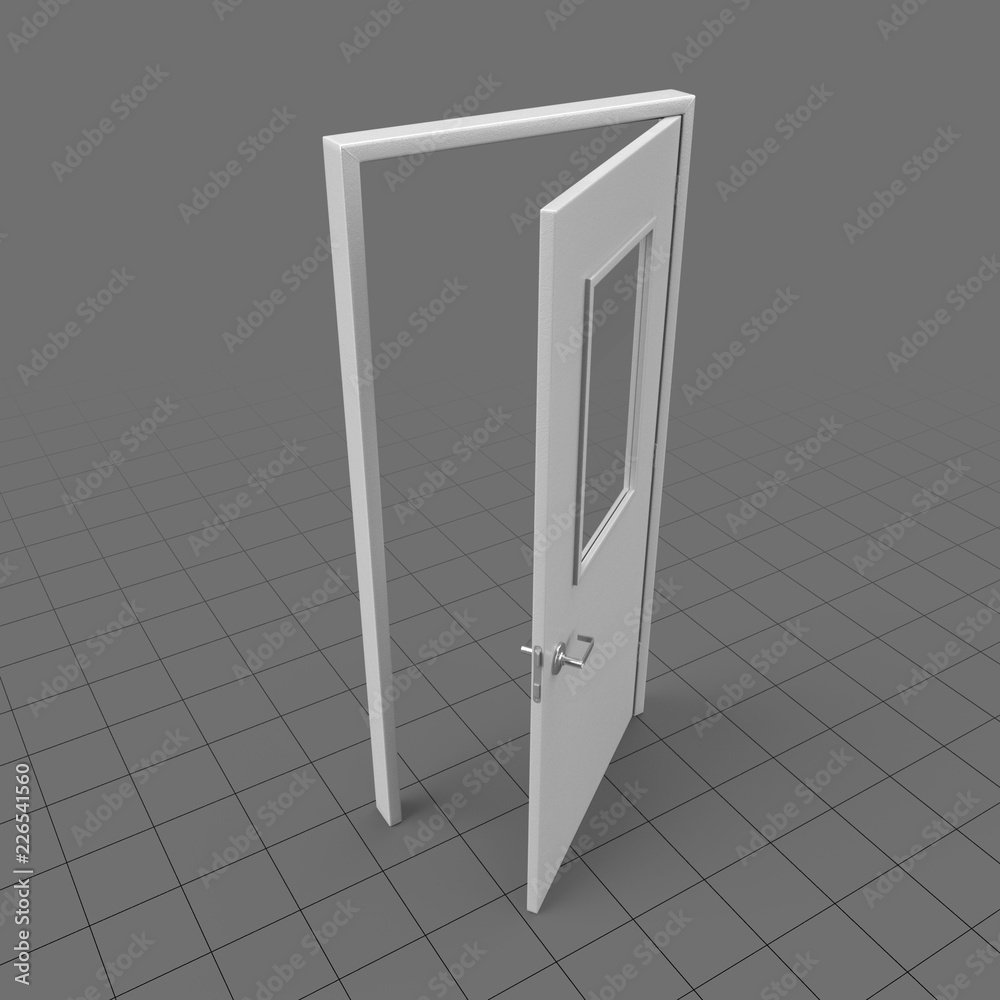 Open door with large window Stock 3D asset | Adobe Stock