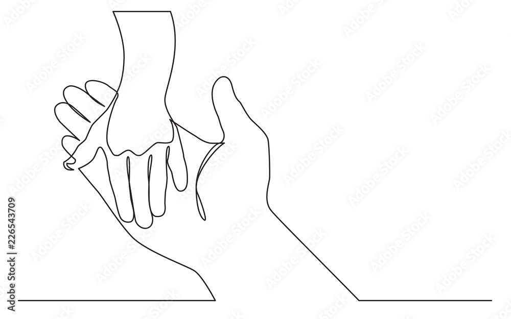 continuous line drawing of adult hand holding child hand Stock Vector ...