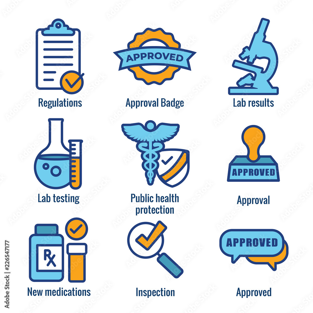 Drug Testing and Safety Icon Set Vector Graphic with Rounded Edges ...