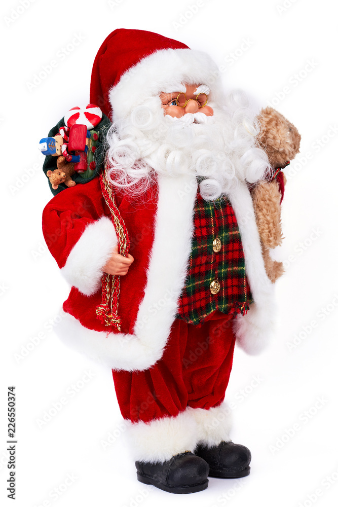 Cute old Santa Claus doll with gifts. Adorable grandfather frost toy ...