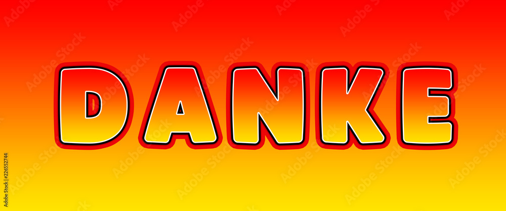 Danke - gaming text written on orange yellow background Stock ...