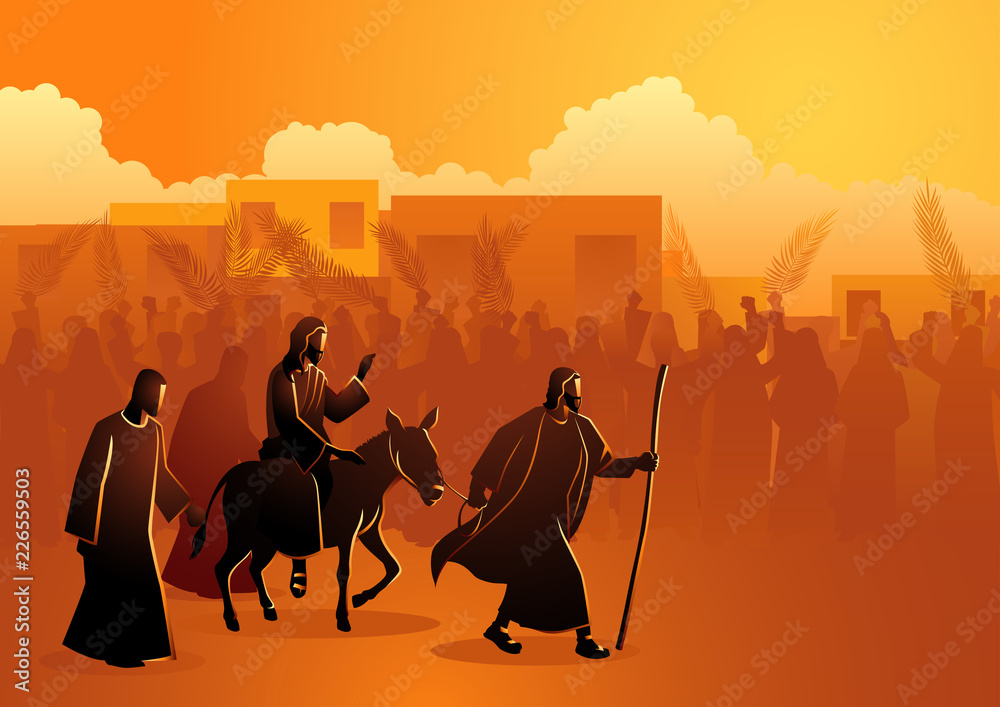 Jesus comes to Jerusalem as King Stock Vector | Adobe Stock