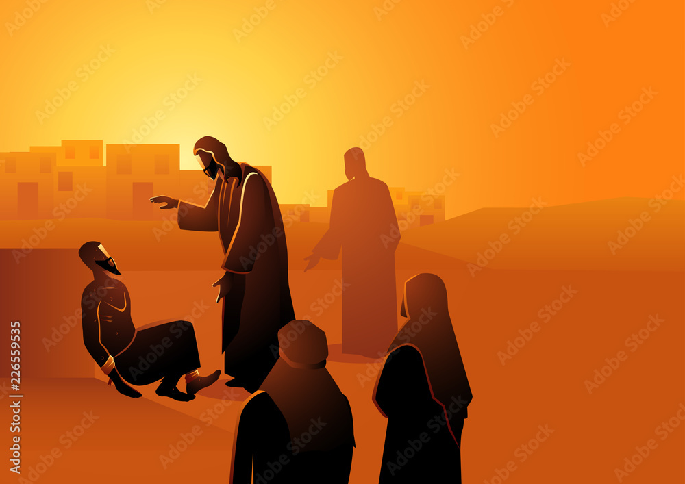 Jesus heals the man with leprosy Stock Vector | Adobe Stock