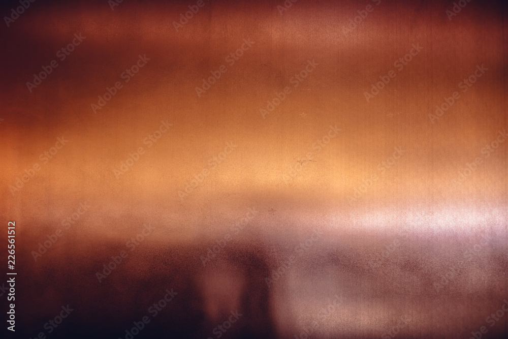 Art deco style copper clad wall with sunlight reflection. Texture ...