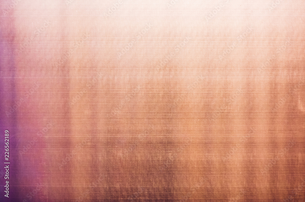 Art deco style shiny glossy copper clad wall with light reflection ...