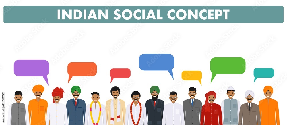 Social concept. Group indian people standing together and speech ...