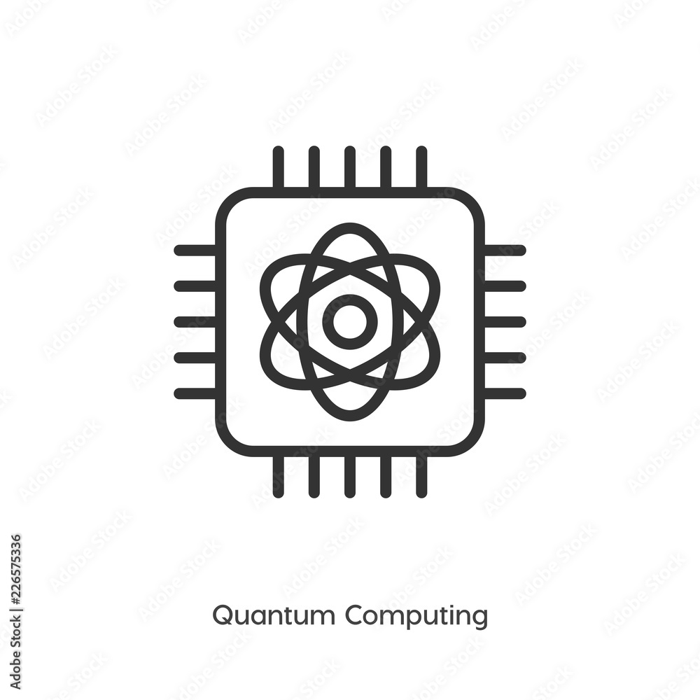 Quantum computing vector icon, cpu symbol. Modern, simple flat vector ...