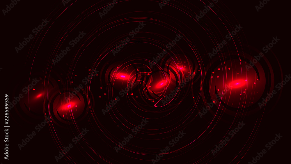 Red circular texture with a bokeh effect, an abstract glowing magical ...