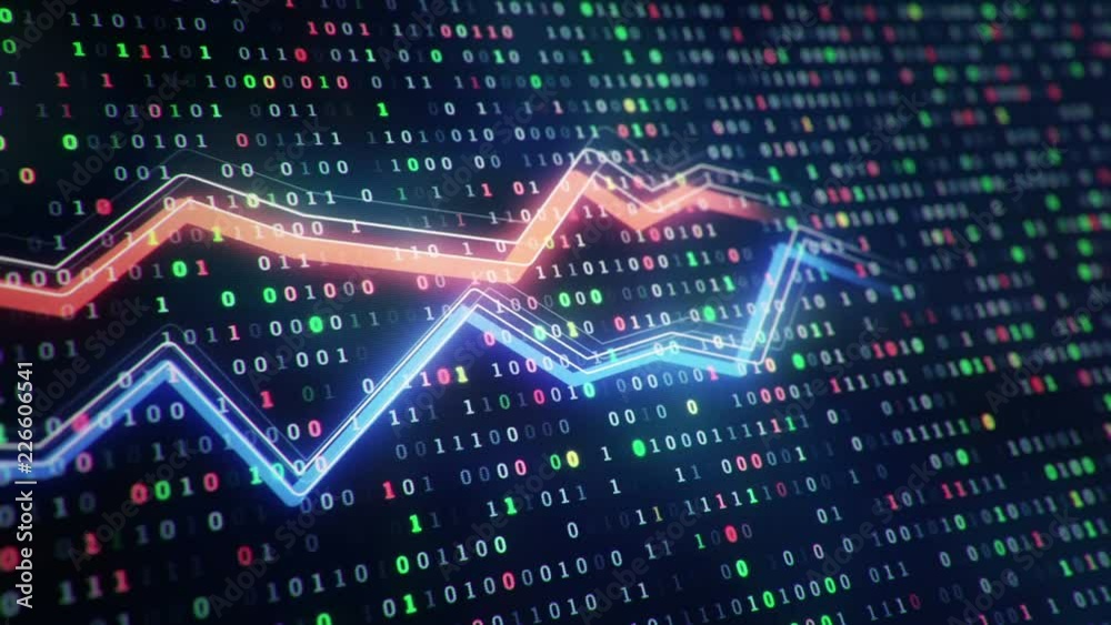 Technological background with growth of charts and graphs on binnary ...